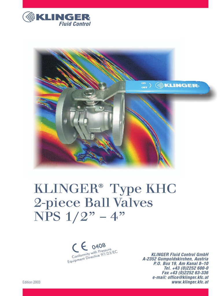 Klinger Ball Valve KHC | PDF | Valve | Mechanical Engineering