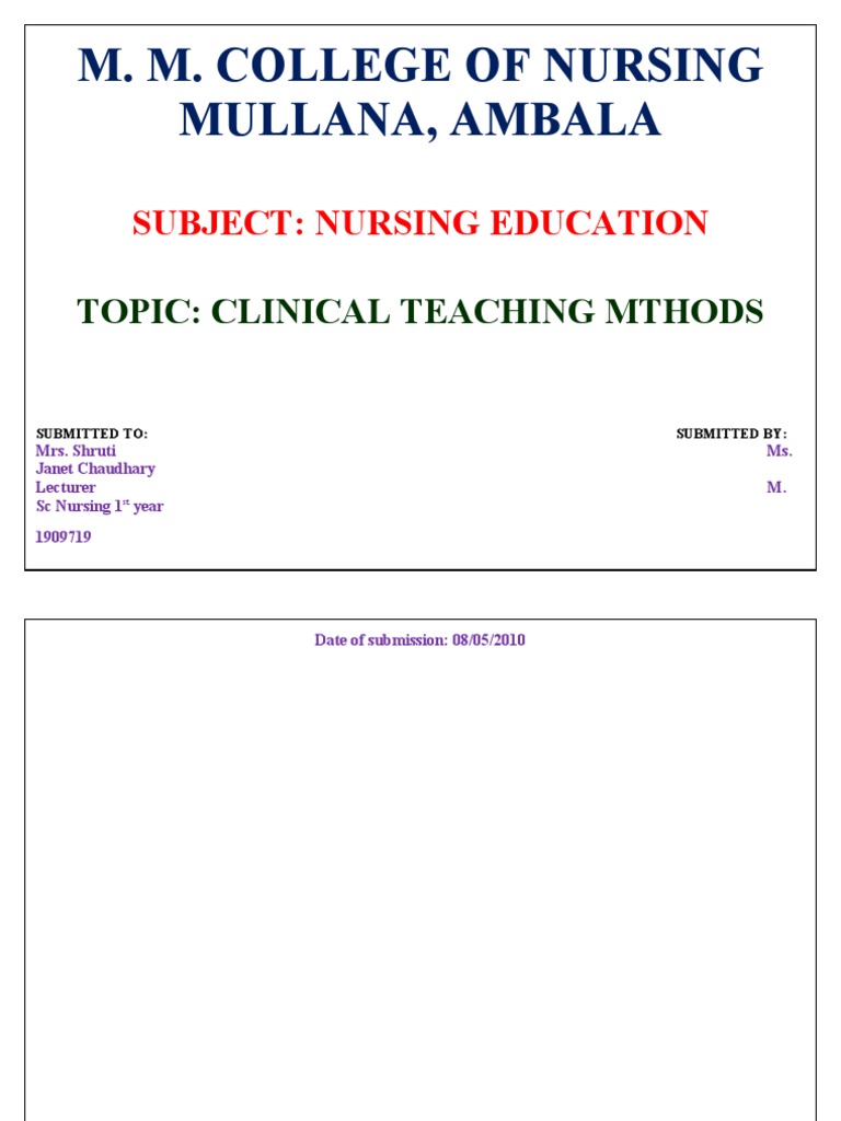 Clinical Teaching Methods LP | PDF | Nursing | Teaching Method