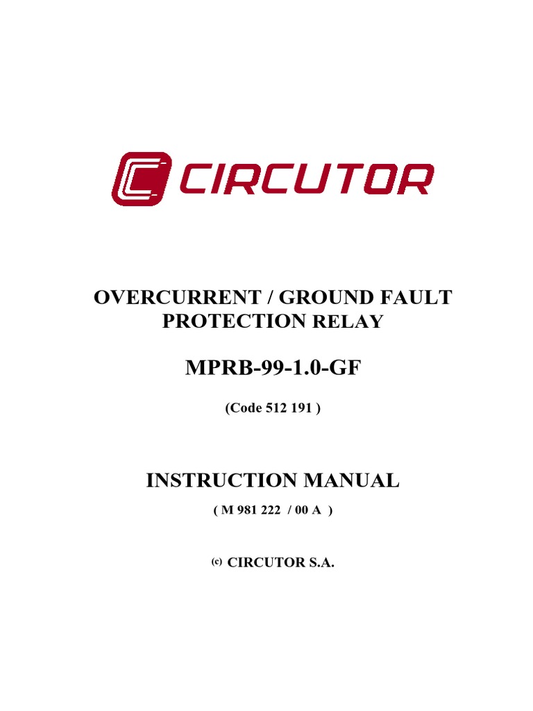 Overcurrent / Ground Fault Protection: MPRB-99-1.0-GF | PDF | Relay ...