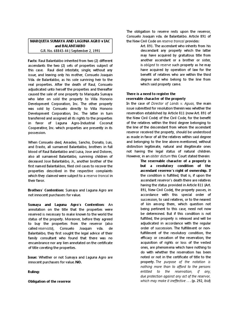 Property Dispute: Reserva Troncal | PDF | Title (Property) | Property
