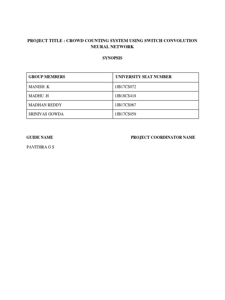 Project Title - Crowd Counting System Using Switch Convolution Neural ...