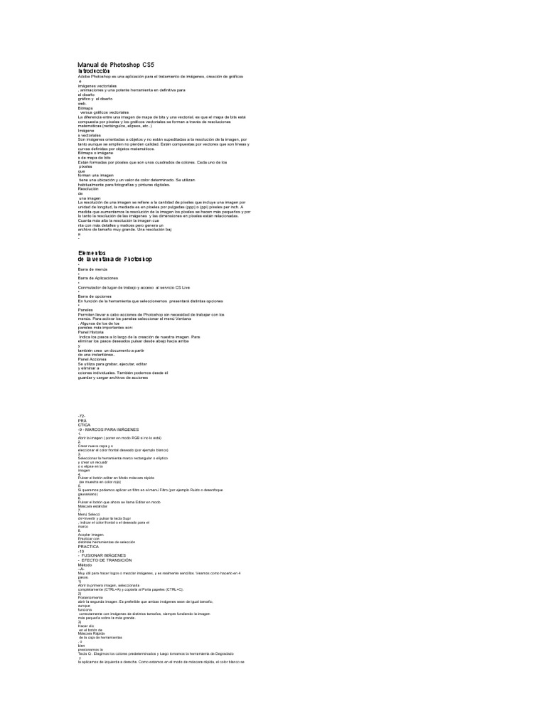 Manual de Photoshop CS5 | PDF | Resolución de imagen | Visión