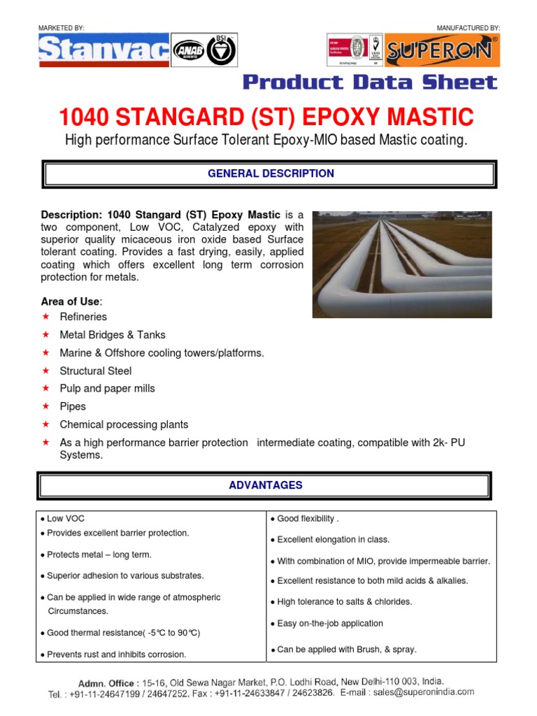 1040 Stangard (ST) Epoxy Mastic | PDF | Epoxy | Corrosion