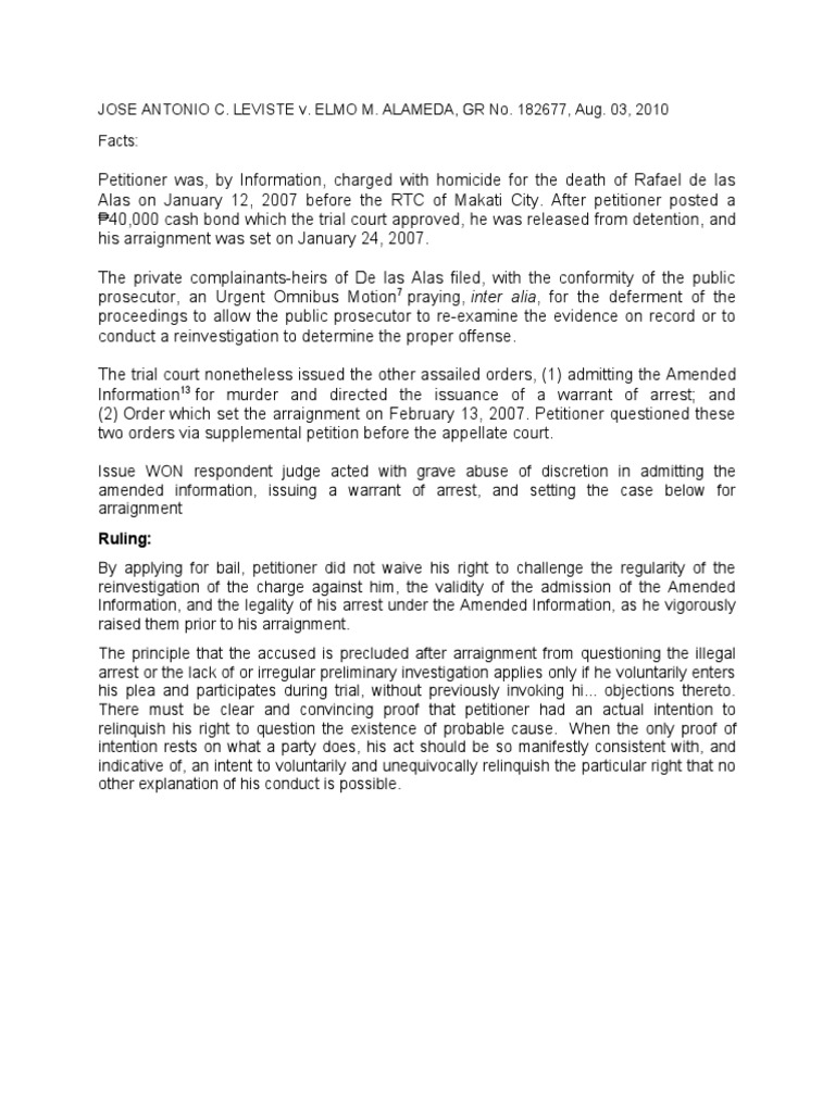 JOSE ANTONIO C. LEVISTE v. ELMO M. ALAMEDA, GR No. 182677, Aug. 03 ...