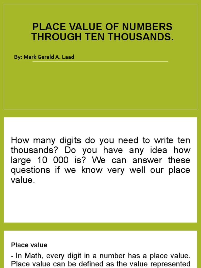 Understanding Ten Thousands Place Value | PDF | Numbers | Encodings