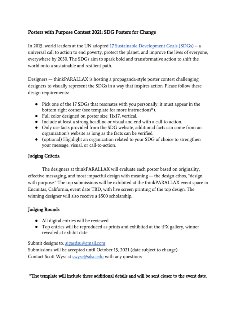 Posters With Purpose Contest 2021: SDG Posters For Change: 17 ...