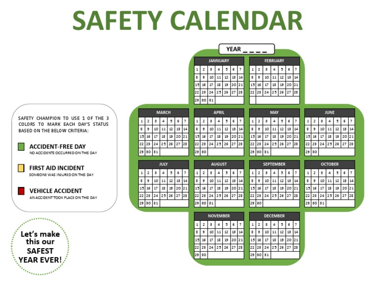 Safety Calendar (Template) | PDF | Transport | Transport Safety