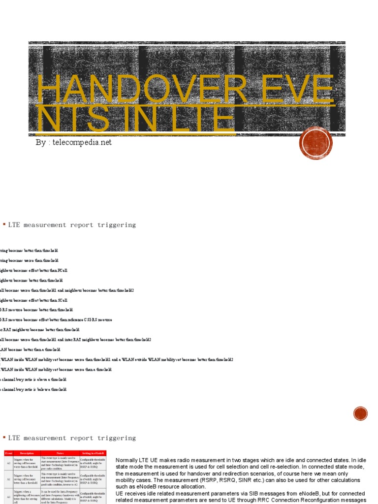 Handover Events in LTE - V - Update | PDF | Lte (Telecommunication ...