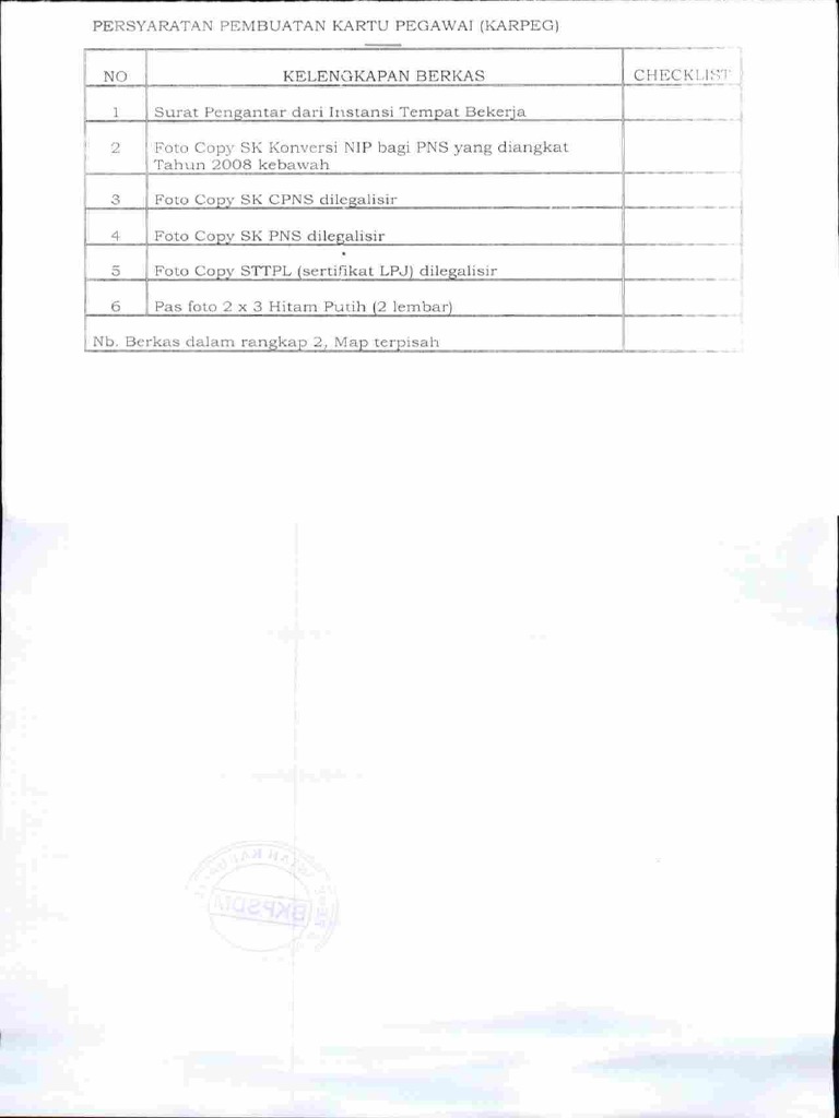 Syarat Pengurusan Karpeg Dan Karis Atau Karsu PNS | PDF