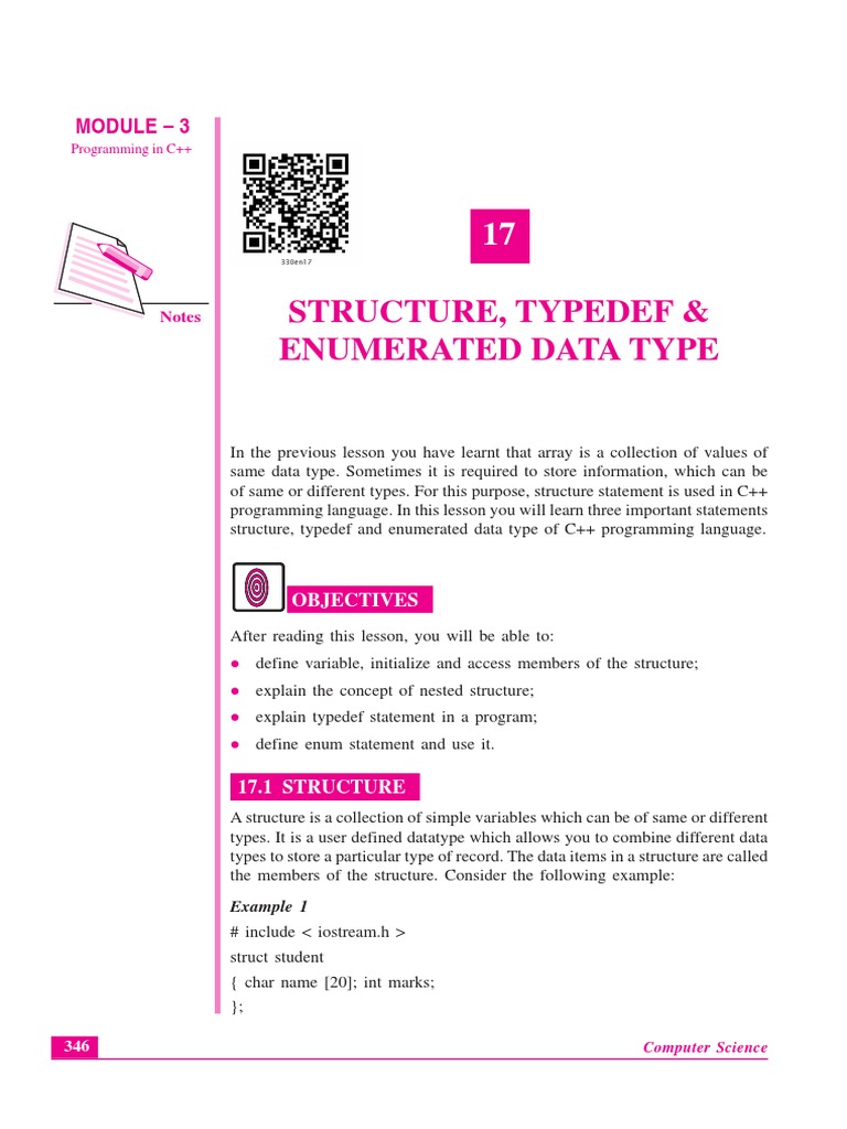 Structure, Typedef & Enumerated Data Type: Module - 3 | PDF | Data Type | Software Engineering