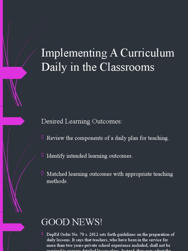 Implementing A Curriculum Daily in The Classrooms | PDF | Lesson Plan | Reading Comprehension