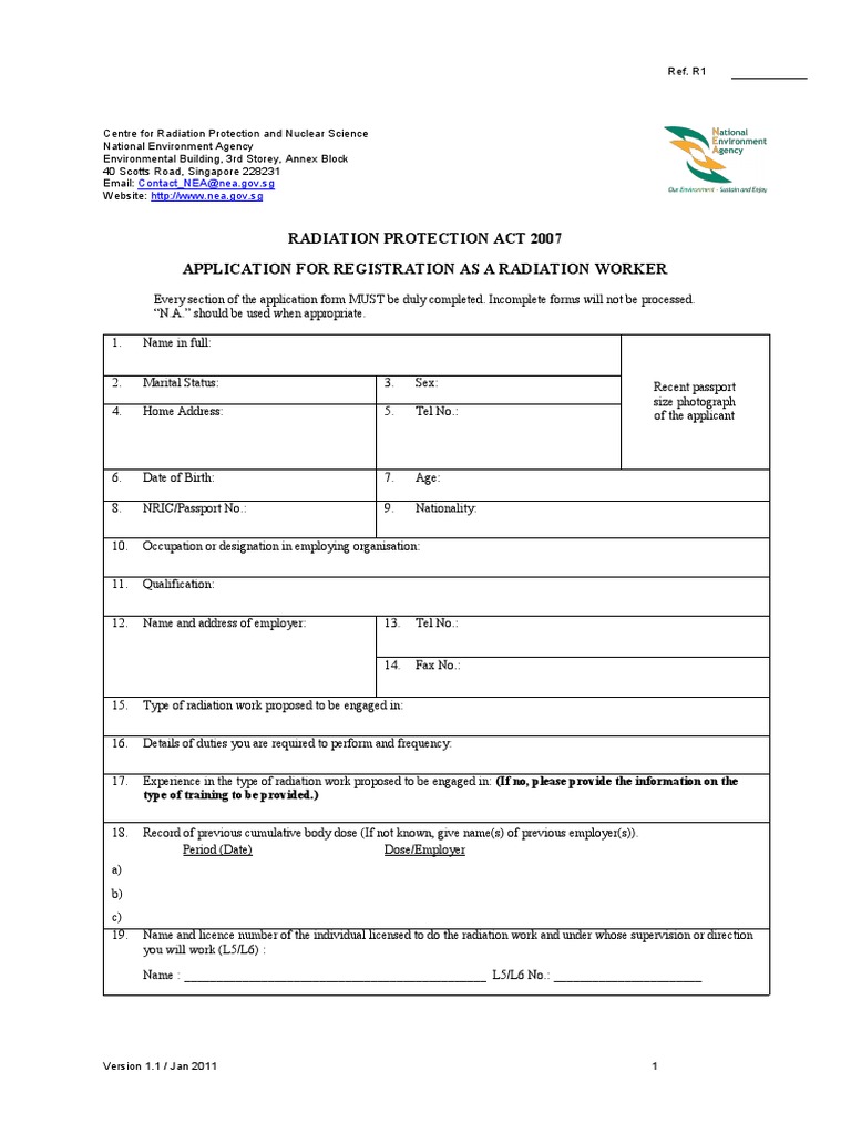 CRPNS R1 Application Form | PDF | Ionizing Radiation | Absorbed Dose