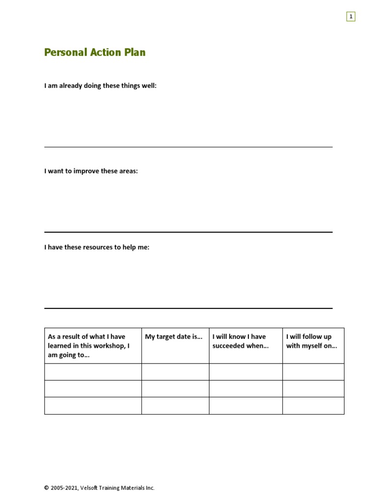 Personal Action Plan | PDF