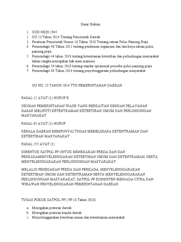 Materi Bimtek Satpol PP | PDF | Ilmu Sosial