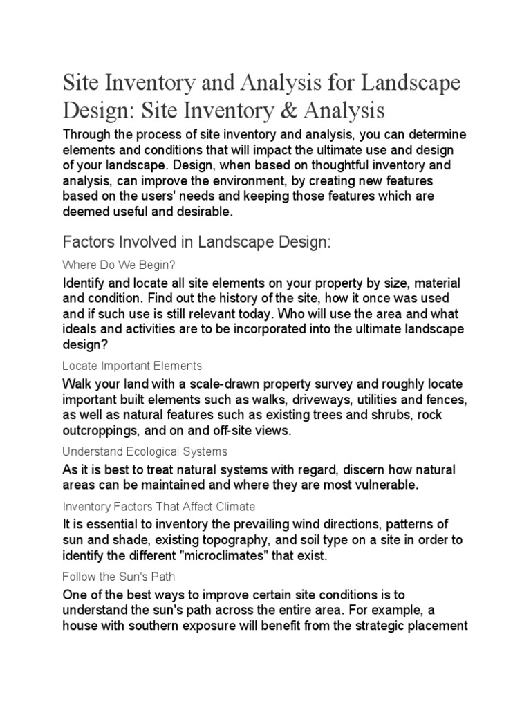 AFA-Site Inventory and Analysis For Landscape Design | Download Free ...