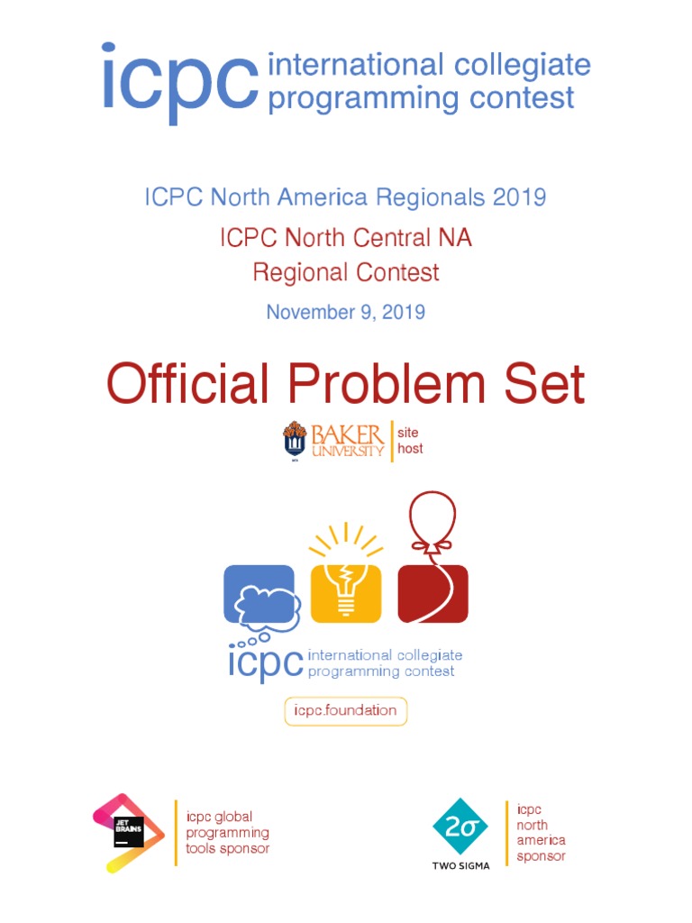 Official Problem Set: ICPC North America Regionals 2019 | PDF | Mathematics | Mathematical Concepts