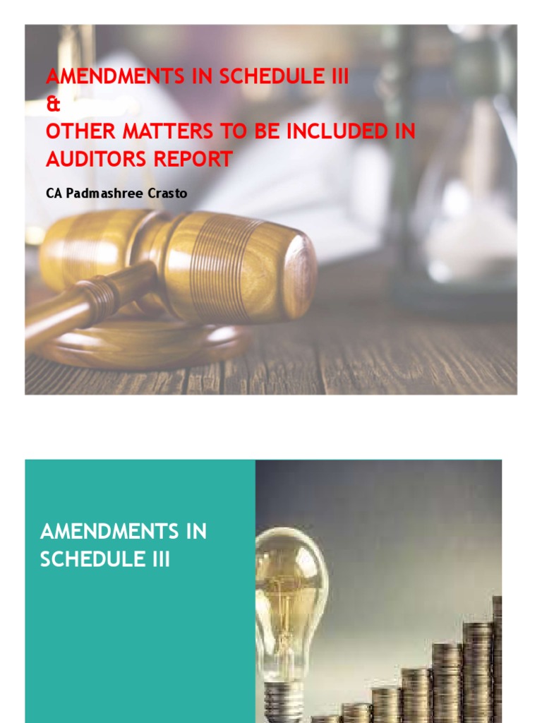 Amendments in Schedule Iii & Other Matters To Be Included in Auditors ...