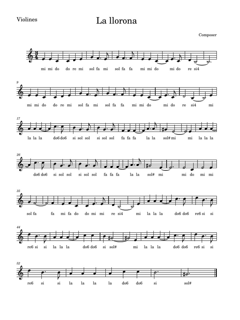 La Llorona Notas-Violines | PDF