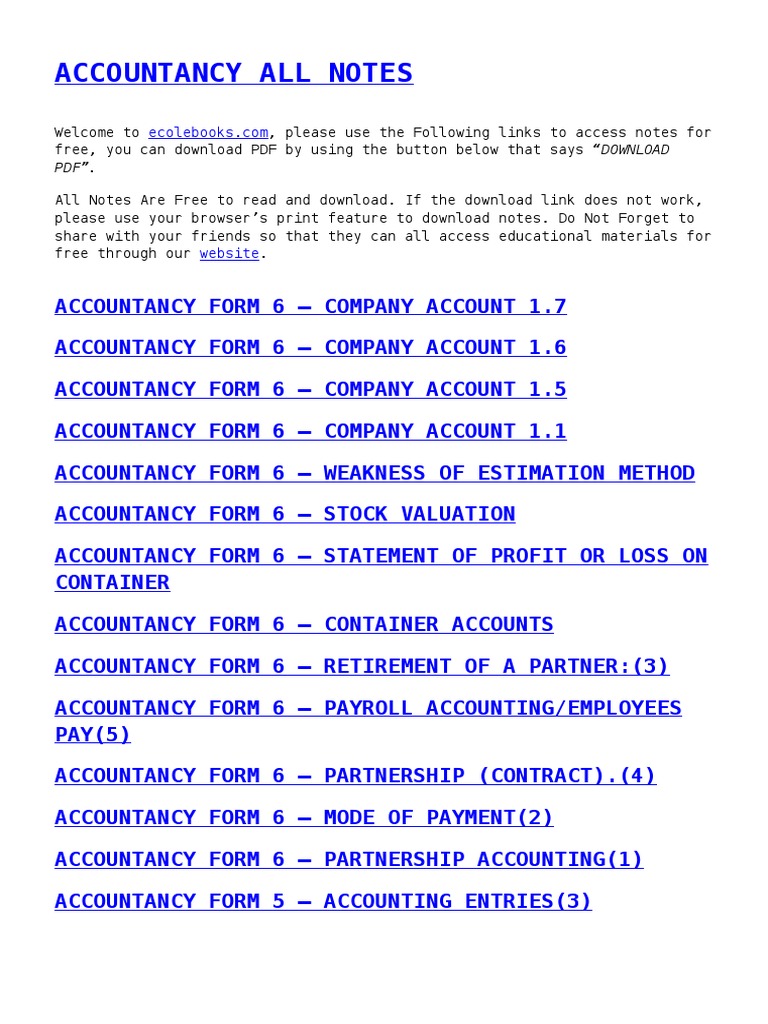 Accountancy All Notes | PDF | Business