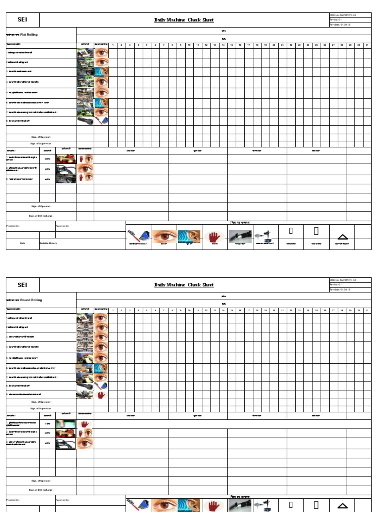 Machine Check Sheet | PDF