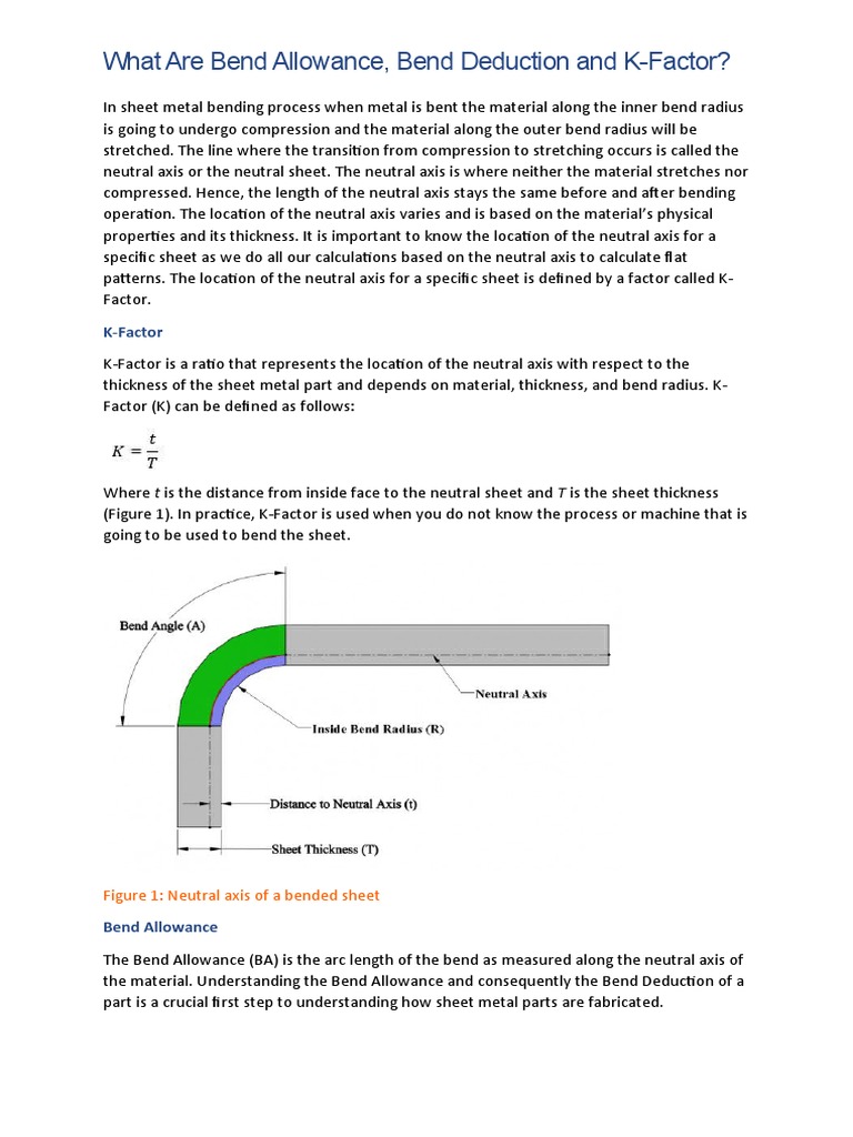 What Are Bend Allowance, Bend Deduction and K-Factor | PDF | Mechanical Engineering
