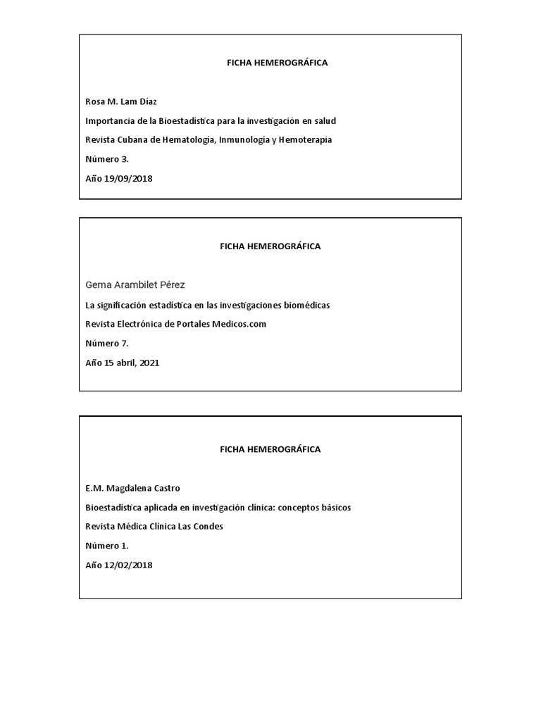 Ficha Hemerográfica | Descargar gratis PDF | Especialidades Medicas ...