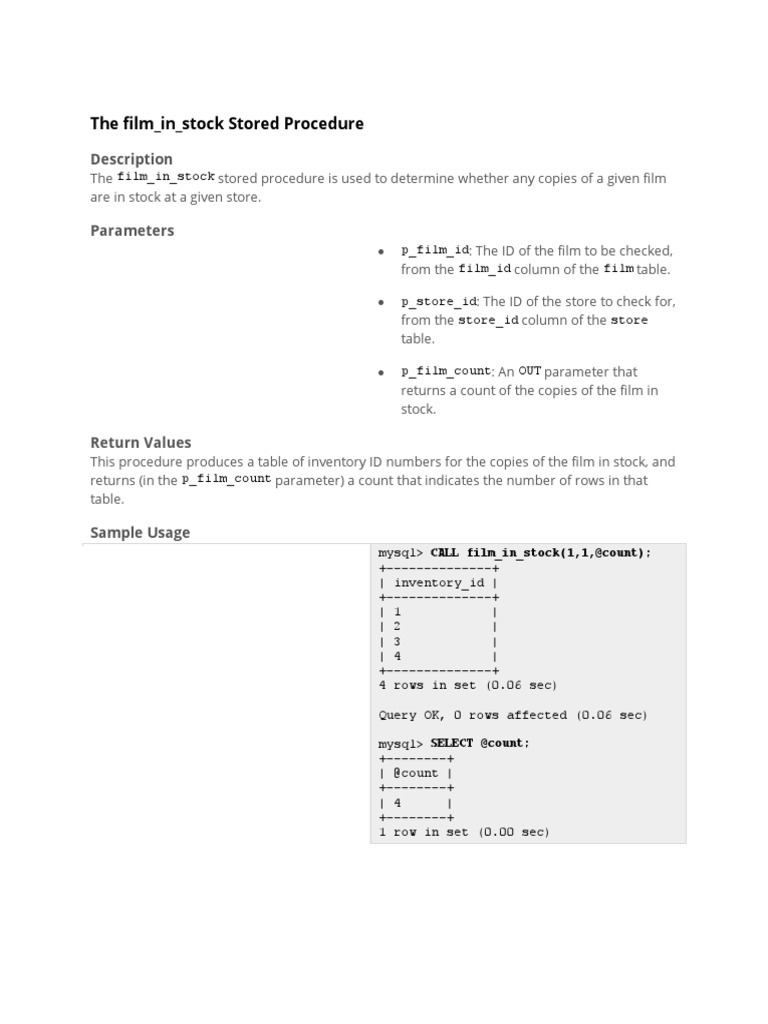 Create Stored Procedure - Sakila | PDF | Table (Database) | Data Management