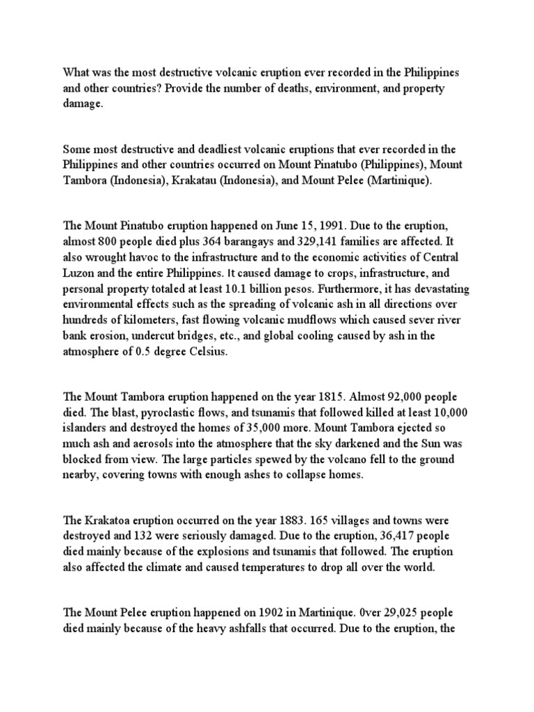 What Was The Most Destructive Volcanic Eruption Ever Recorded in The ...