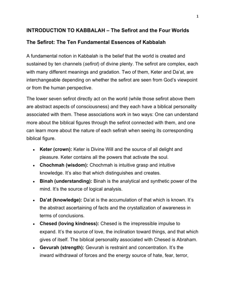 Kabbalah The Sefirot and The Four Worlds | PDF | Kabbalah | Torah