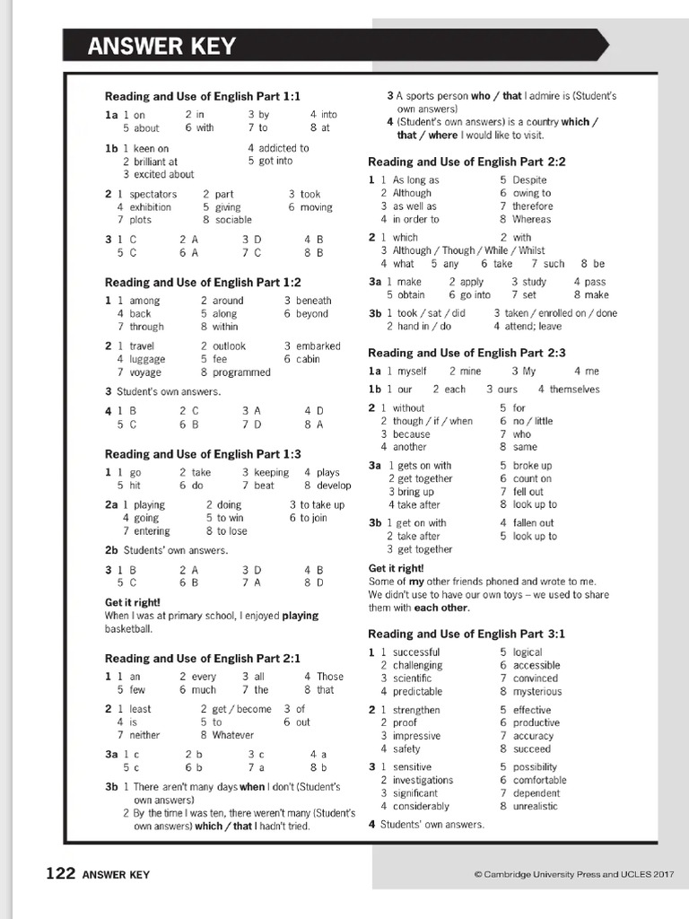 Booster Answer Key | PDF