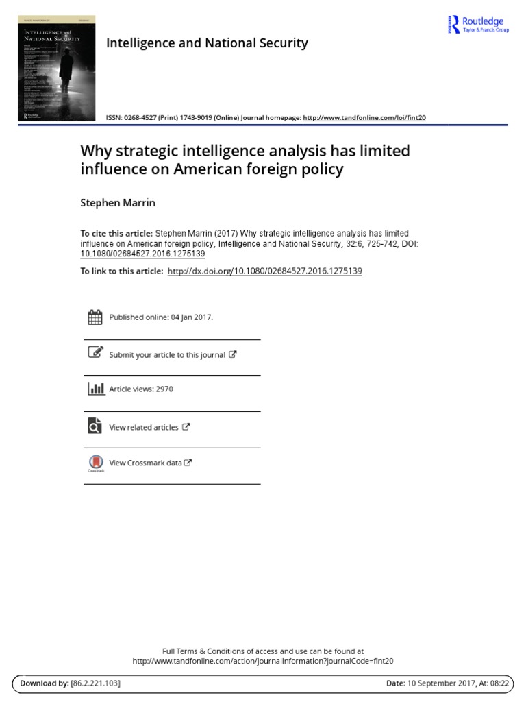Why Strategic Intelligence Analysis Has Limited Influence On American Foreign Policy | PDF ...