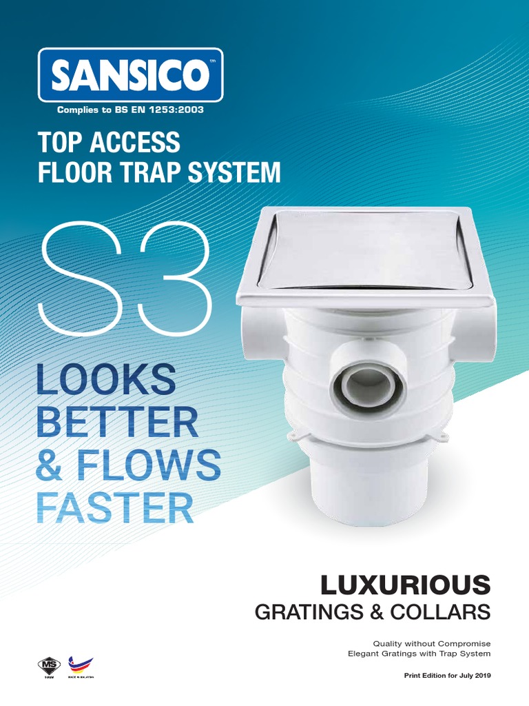 Sansico Top Access Floor Trap - S3 | PDF | Pipe (Fluid Conveyance ...