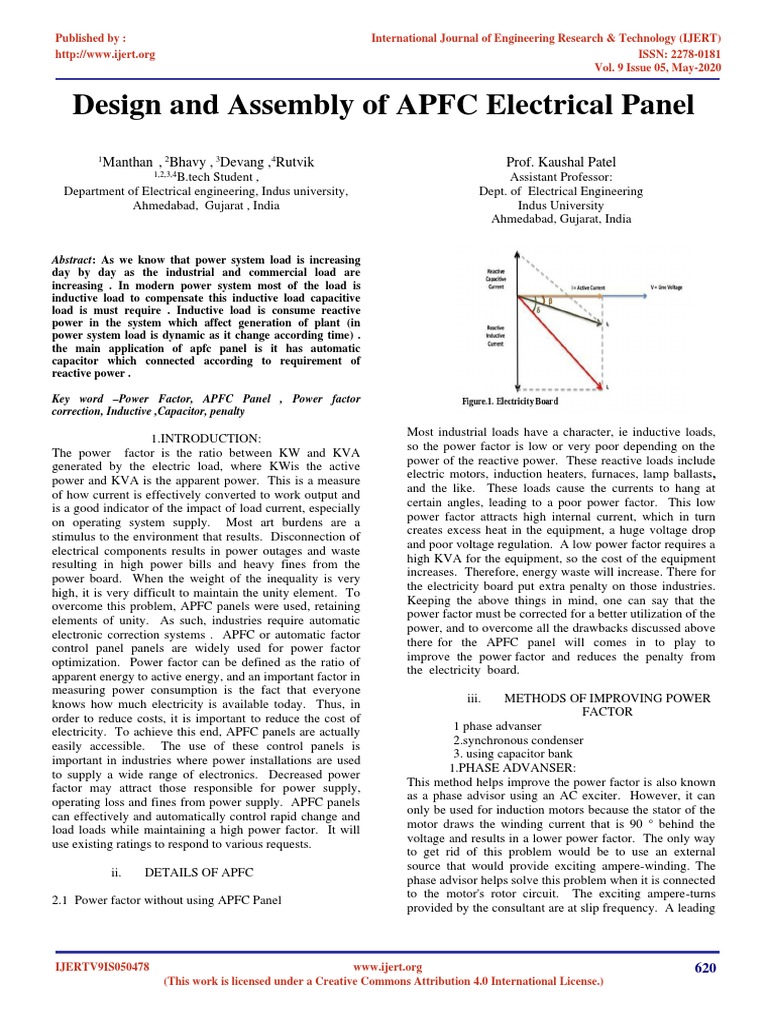 Design and Assembly of APFC Electrical Panel | PDF | Electric Motor ...