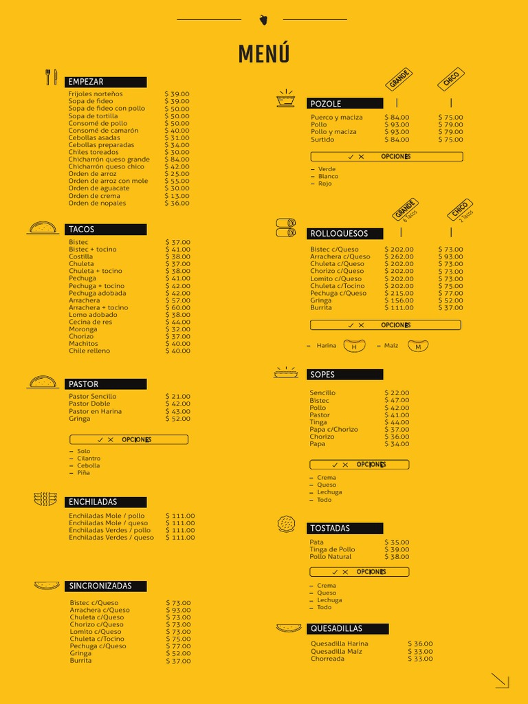 Menu Elasadero Juriquilla | PDF | Cocina latinoamericana | Preparación ...