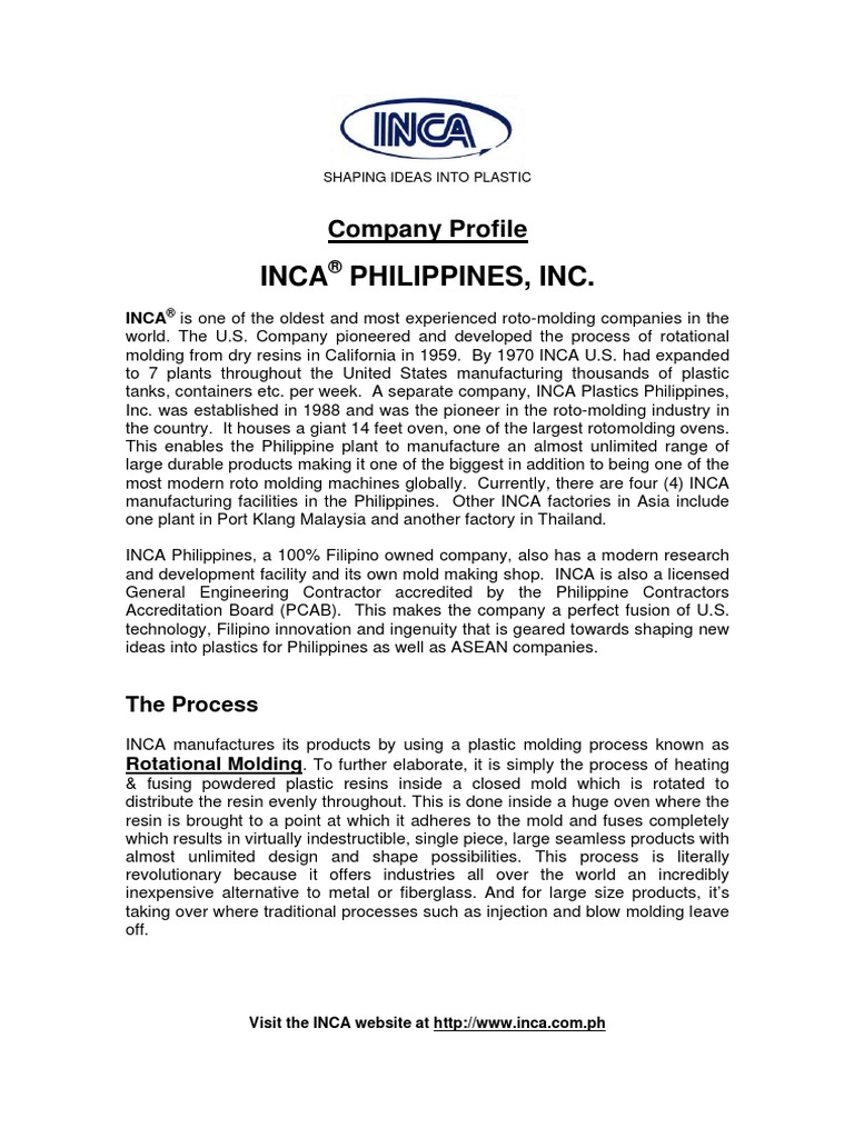 Inca Product Brochures | PDF | Plastic | Polyethylene