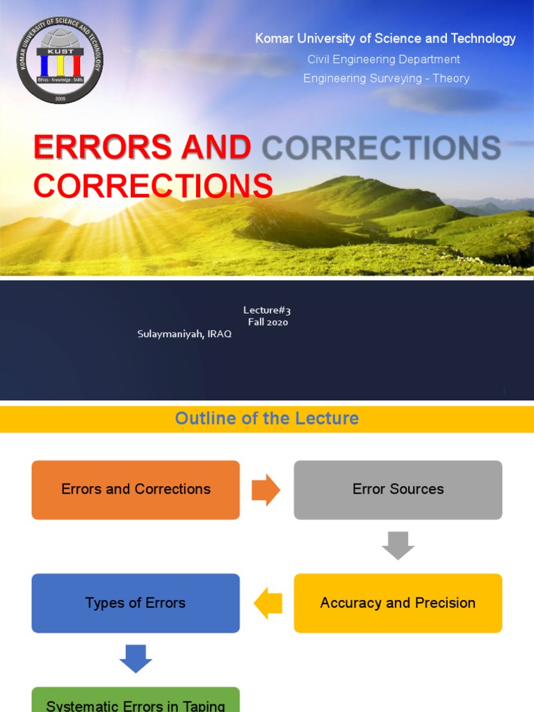 Lecture#3, Errors and Corrections | PDF | Observational Error | Accuracy And Precision