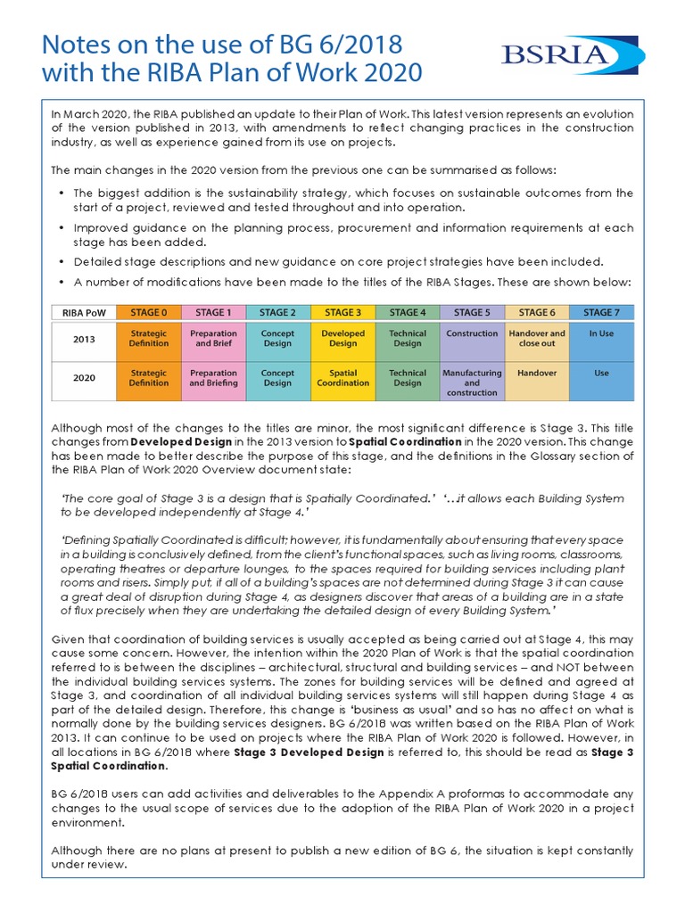 Notes On The Use of BG 6 - 2018 With The RIBA Plan of Work 2020 | PDF ...