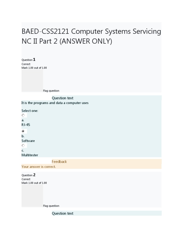 Baed-Css2121 Computer Systems Servicing NC II Part 2 (Answer Only ...
