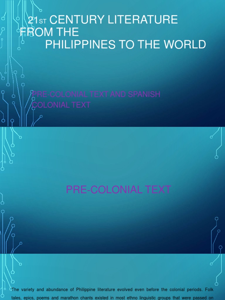 Century Literature From The Philippines To The World: Pre-Colonial Text ...