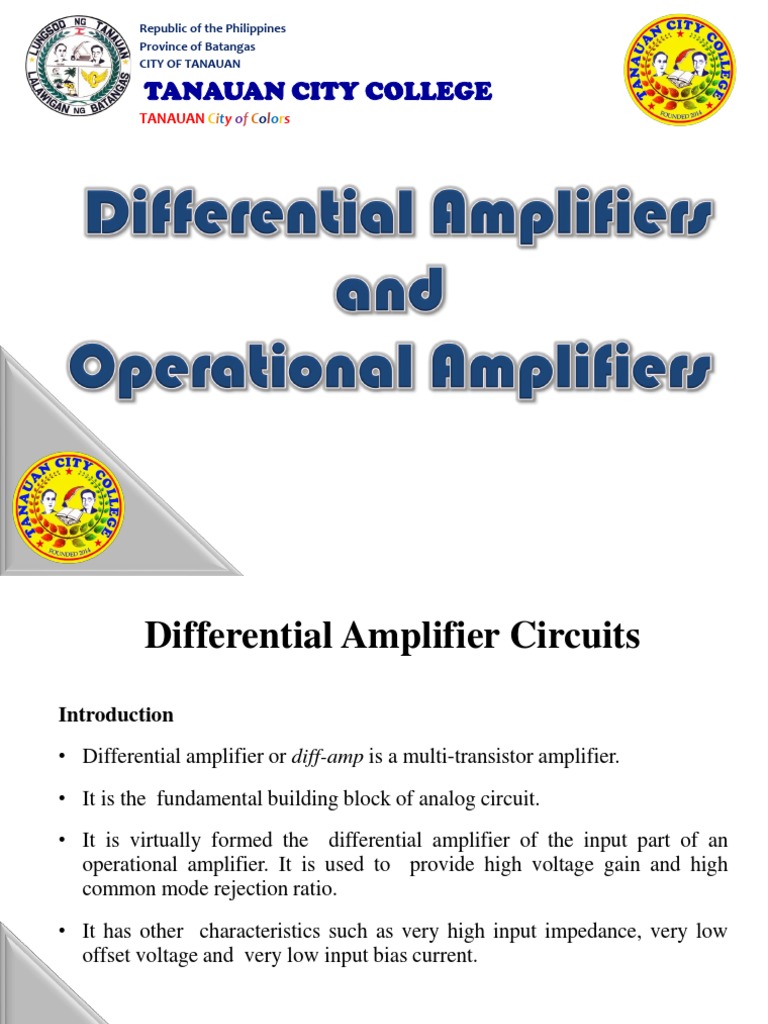 Differential Amplifier and Operational Amplifiers | PDF | Amplifier | Bipolar Junction Transistor