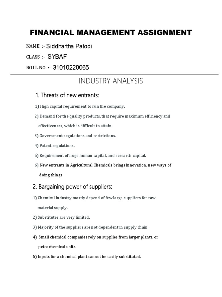 Financial Management Assignment 1 | PDF | Supply Chain | Profit (Economics)