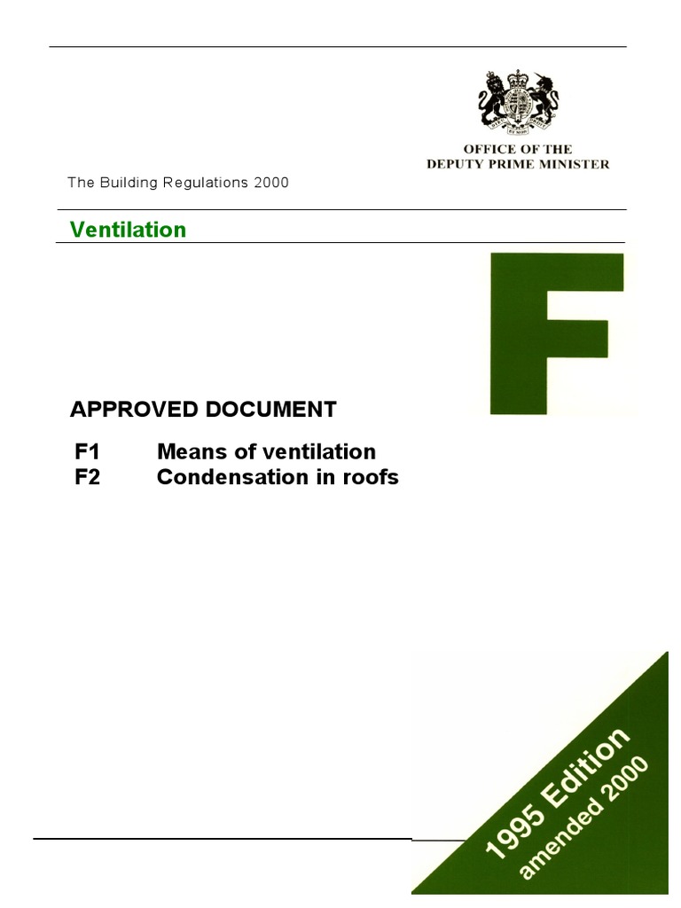 Building Regulation Part F - 2000 | PDF | Ventilation (Architecture ...