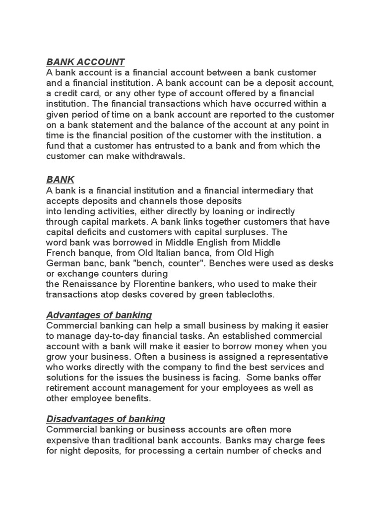 Bank Account | PDF | Banks | Transaction Account