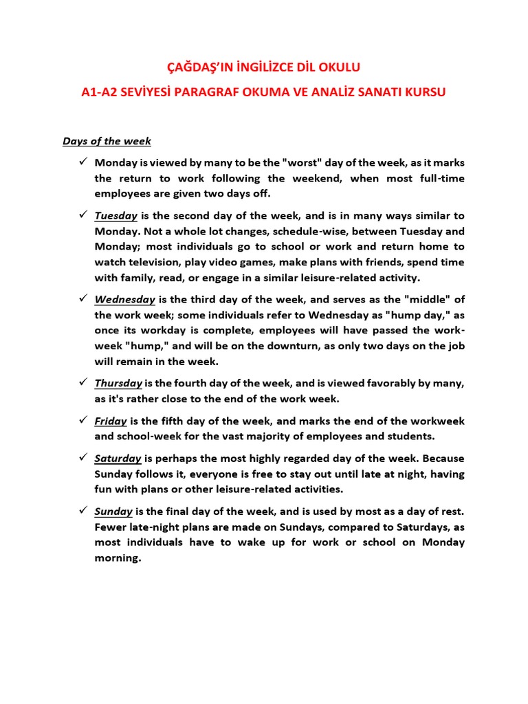 A1-A2 English Paragraph Reading Course | PDF