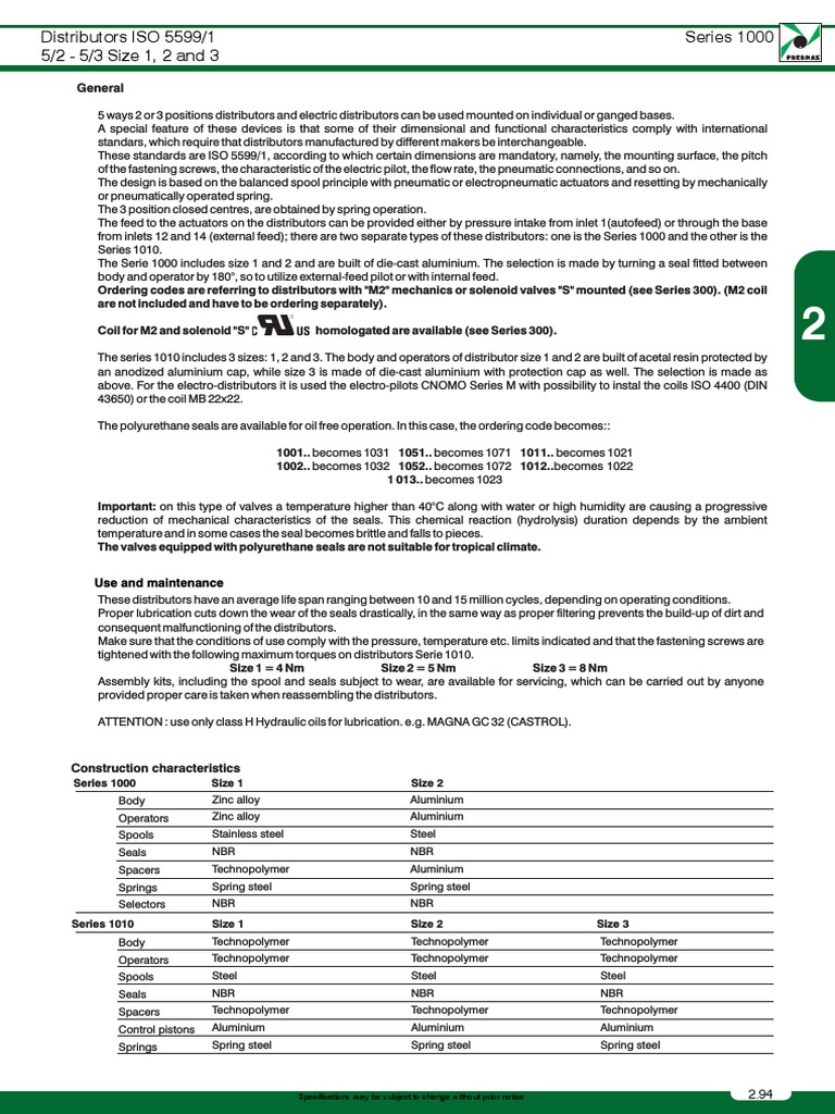ISO 5599/1 Distributors Specifications | PDF | Flow Measurement | Fluid ...
