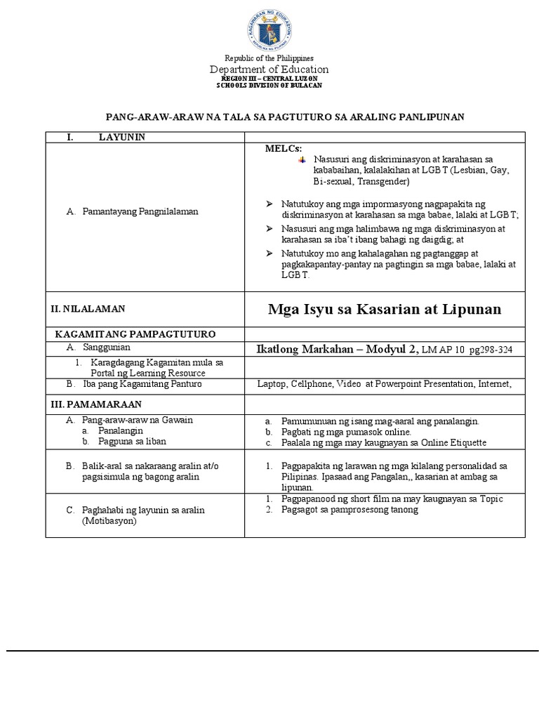 AP - Jhs Lesson Plan | PDF