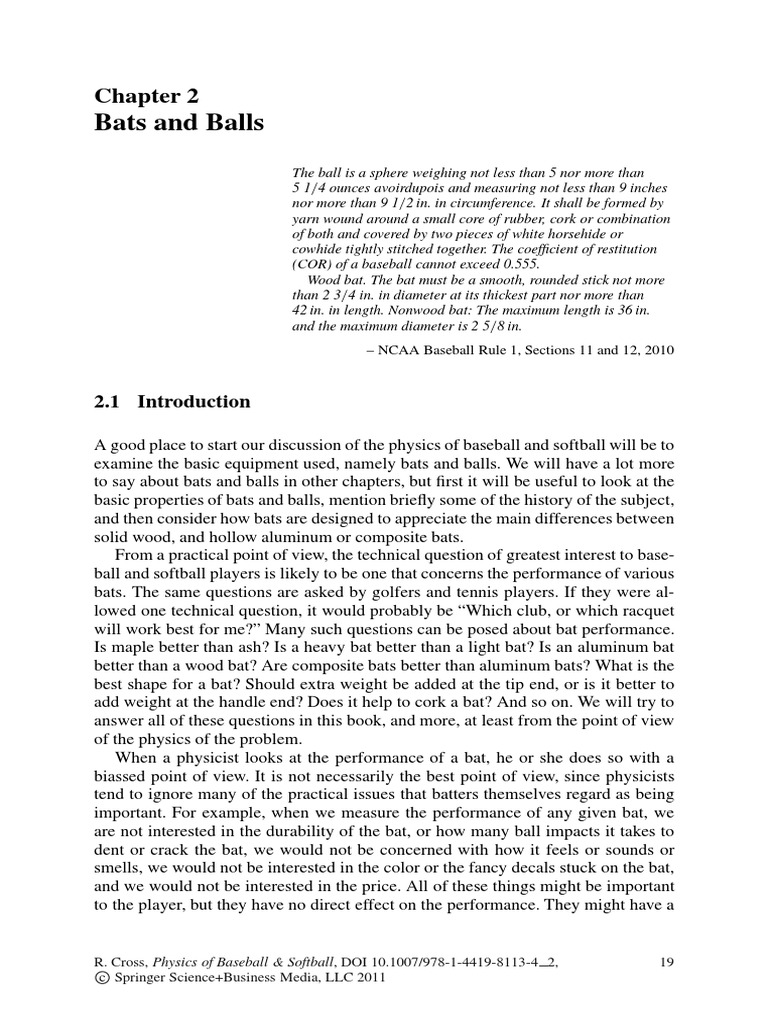 Physics of Baseball & Softball - BookChapter2 | PDF | Softball ...