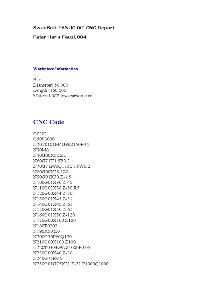 FANUC 0iT CNC Machining Report | PDF