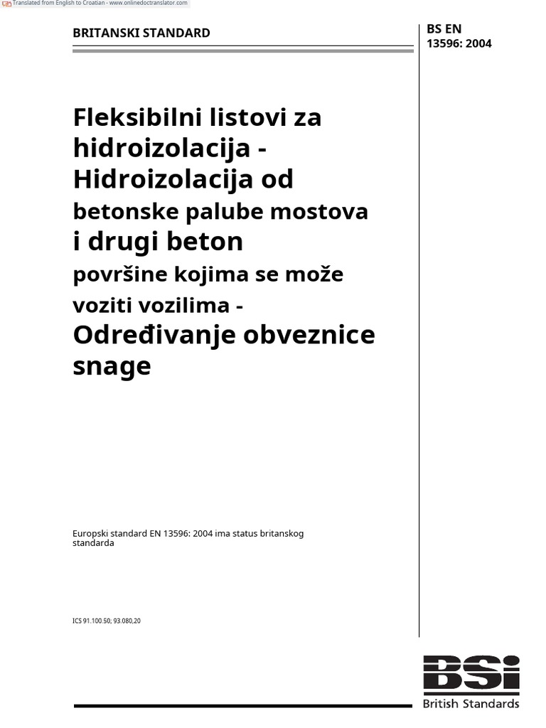 BS en 13596-2004 Flexible Sheets For Waterproofing - En.hr | PDF