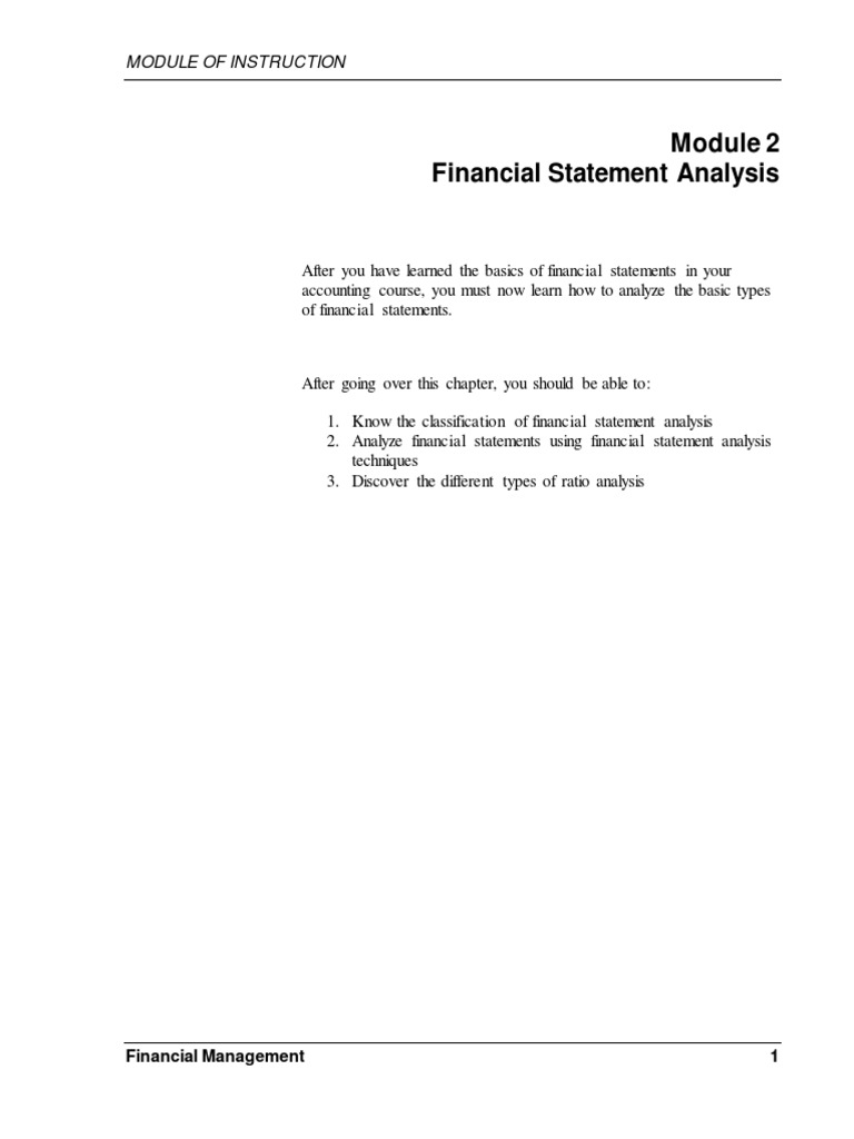 W2 Module 2 - Financial Statement Analysis | PDF | Financial Statement ...